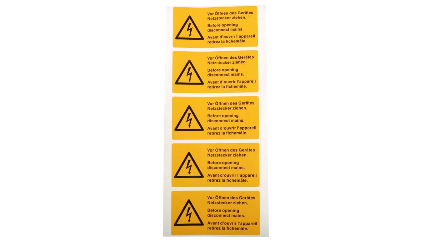 ESSW50105 | Idento Yellow PVC Safety Labels, Vor Öffnen des Gerätes ...