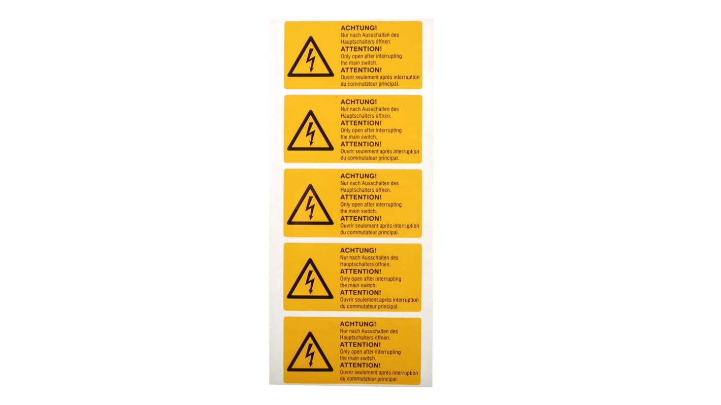 ESSW51105 | Idento Yellow PVC Safety Labels, ACHTUNG! Nur nach ...