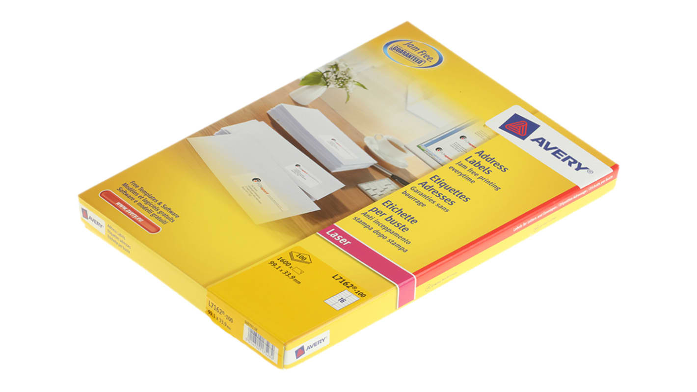L7162-100 | Avery White Adhesive Address Label Sheet, Pack of 100 | RS