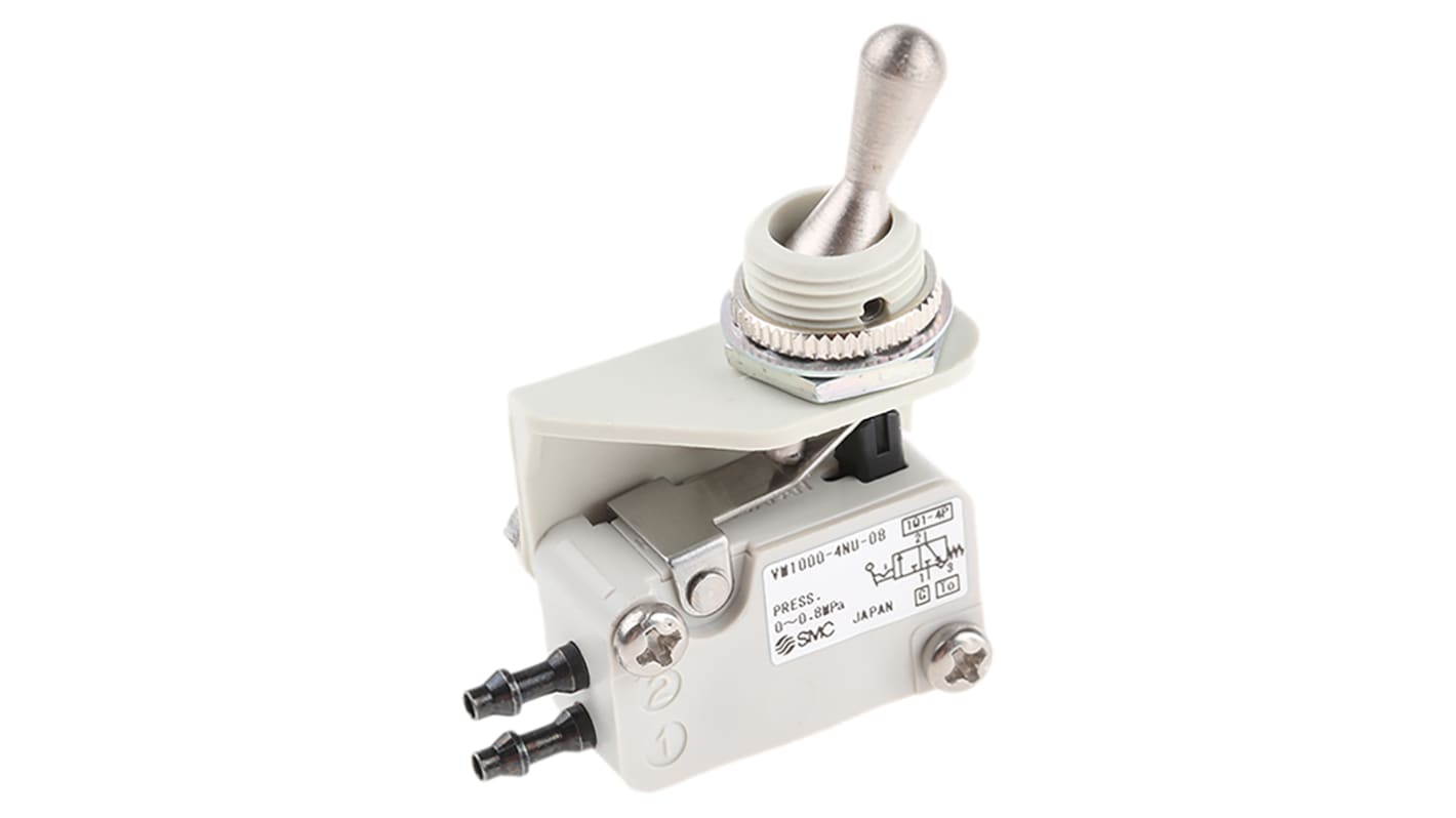 VM1000-4NU-08 | SMC Toggle Lever 3/2 Pneumatic Manual Control Valve VM1000 Series, 2.5mm, III B | RS