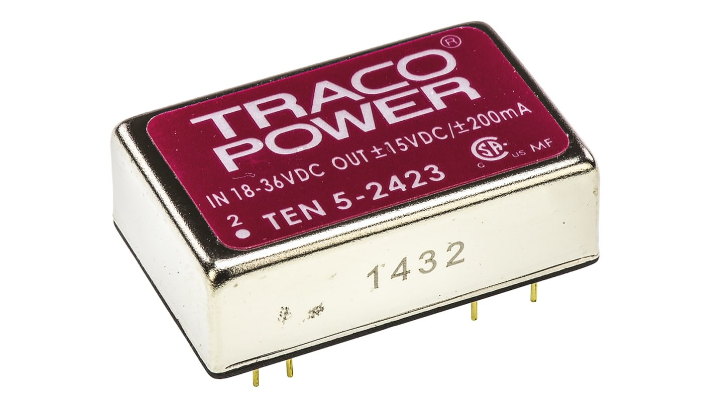 TEN 5-2423 | TRACOPOWER TEN 5 DC-DC Converter, ±15V dc/ ±200mA Output, 18 → 36 V dc Input, 6W ...