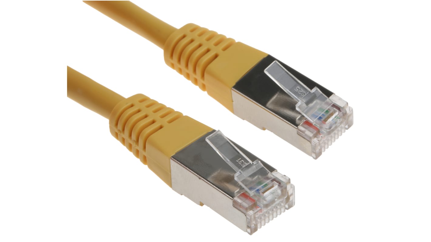 RS PRO Cat5 Male RJ45 to Male RJ45 Ethernet Cable, F/UTP, Yellow PVC ...