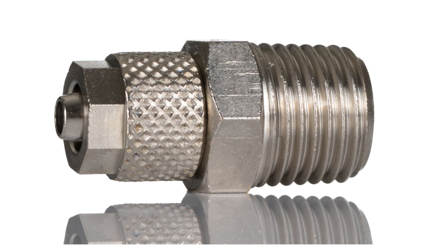 RS PRO Straight Threaded Adaptor, R 1/4 Male to Push In 6 mm, Threaded ...