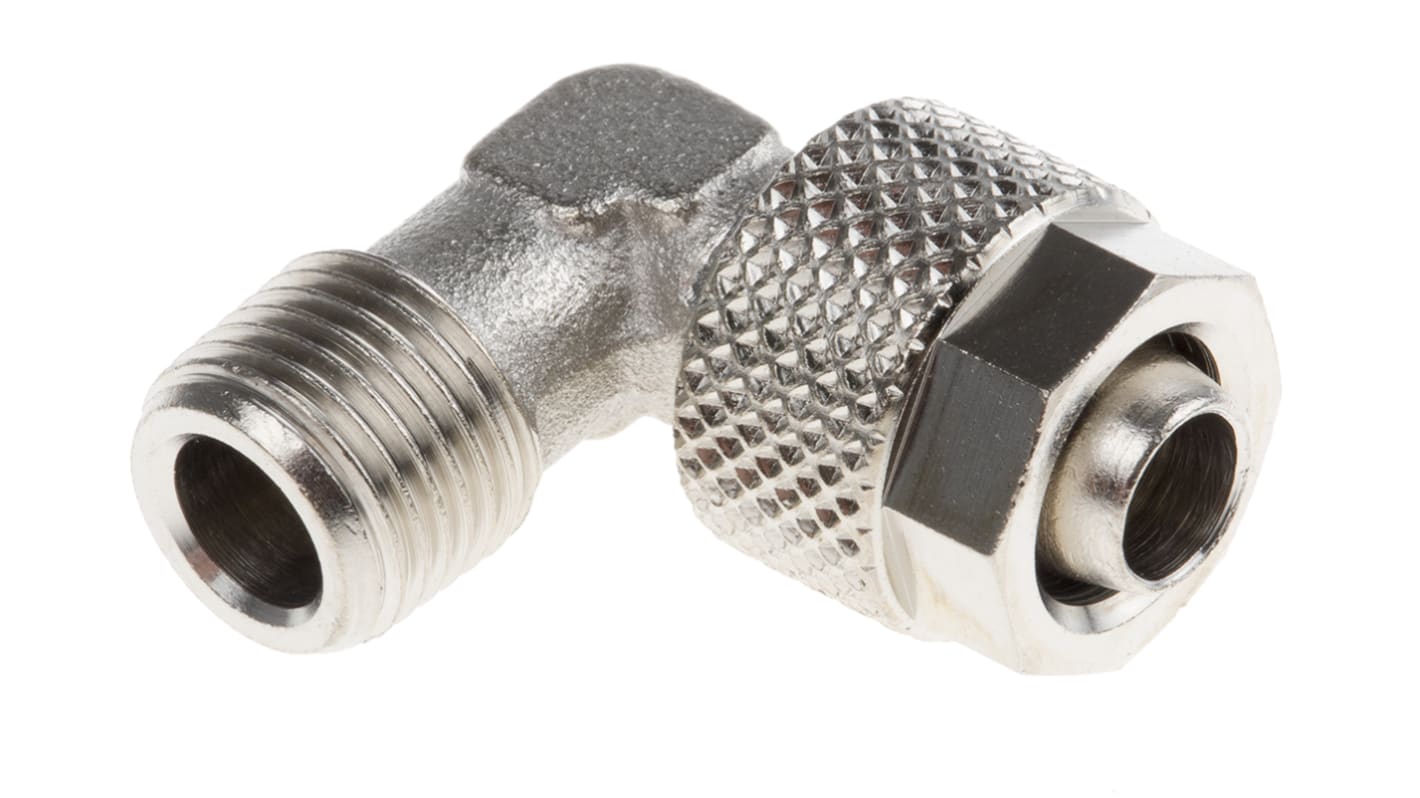 RS PRO 1100 Series Elbow Threaded Adaptor, R 1/8 Male to Push In 8 mm ...