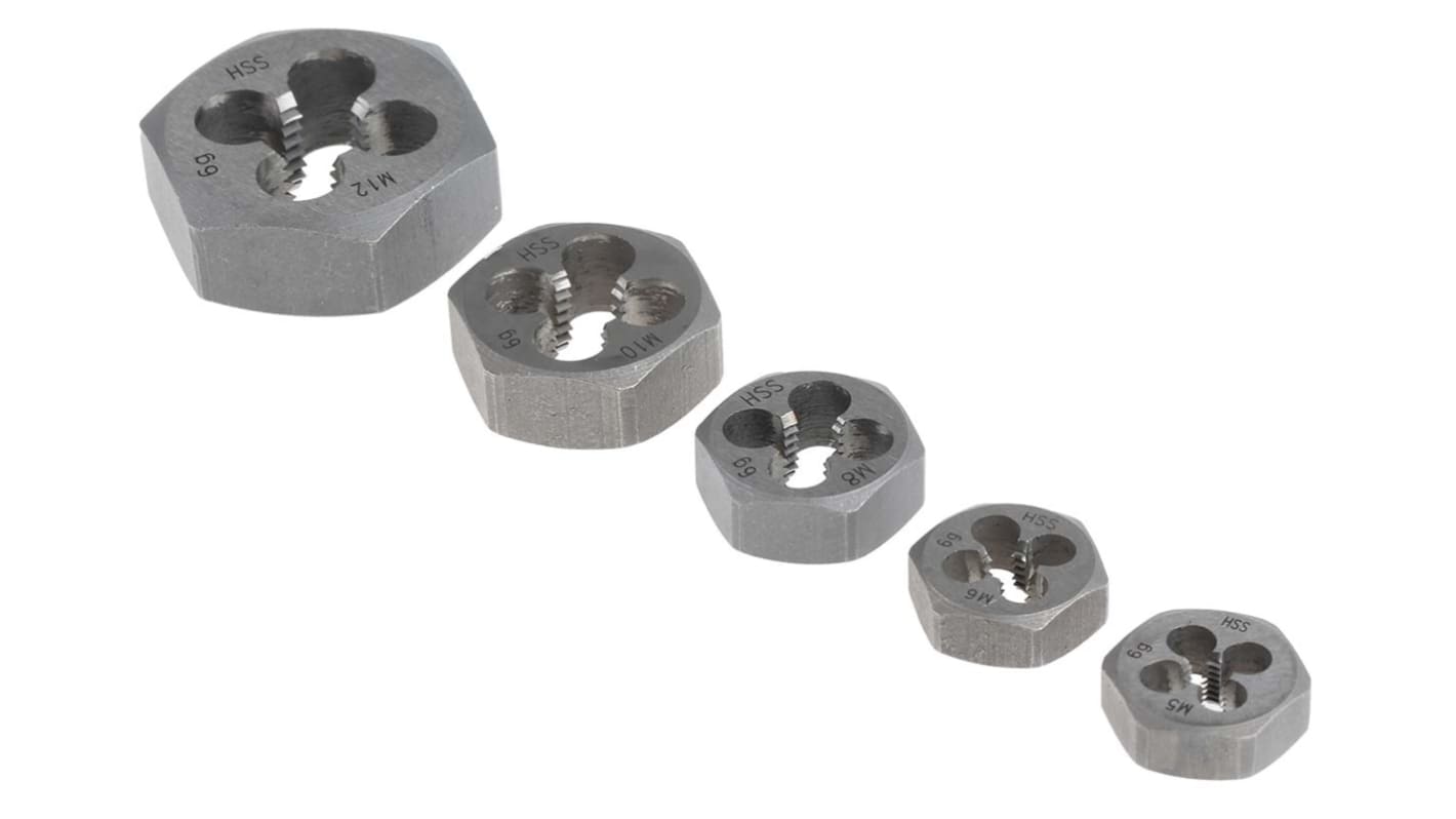 RS PRO M5 to M12 Carbon Steel 5 piece Die Nut Set | RS