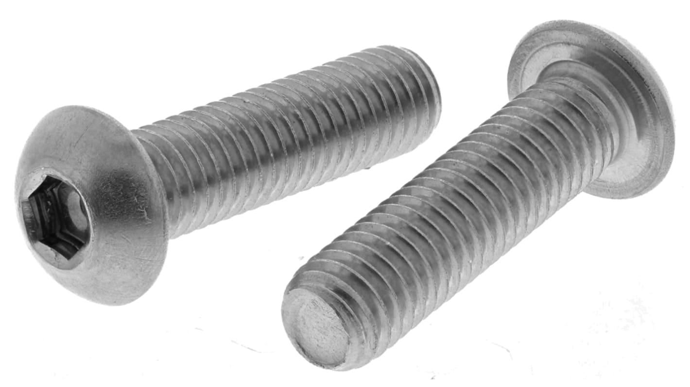RS PRO Plain Stainless Steel Hex Socket Button Screw, ISO 7380, M8 x 30mm | RS