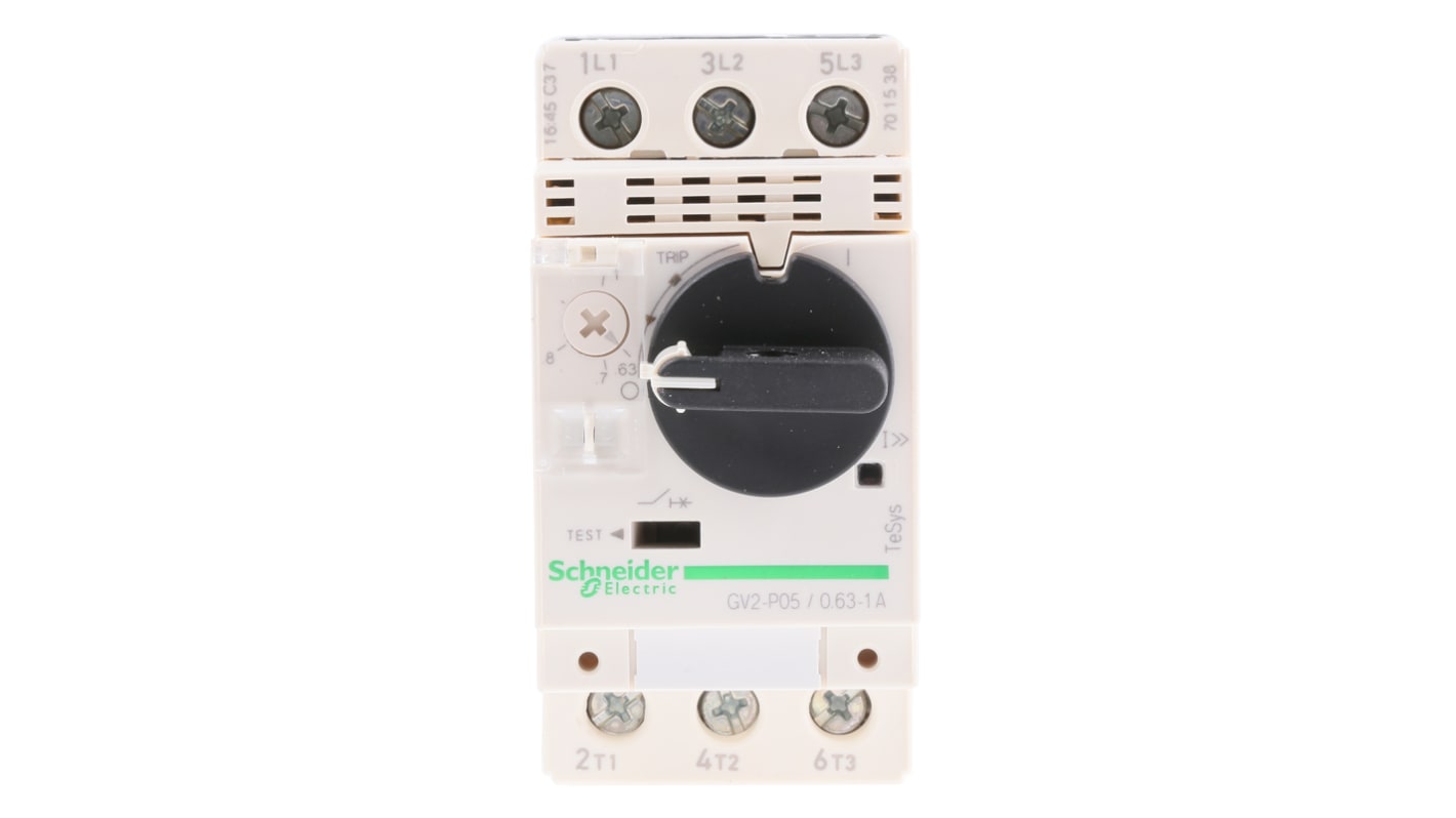 GV2P05 | Disjoncteur moteur Schneider Electric TeSys GV2P 0,63 → 1 A. | RS
