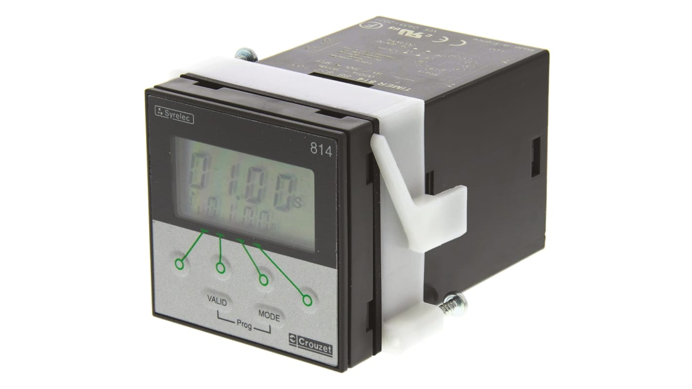 88857103 | Crouzet Panel Mount Timer Relay, 24 → 48 V ac/dc, 12V dc, 2 ...