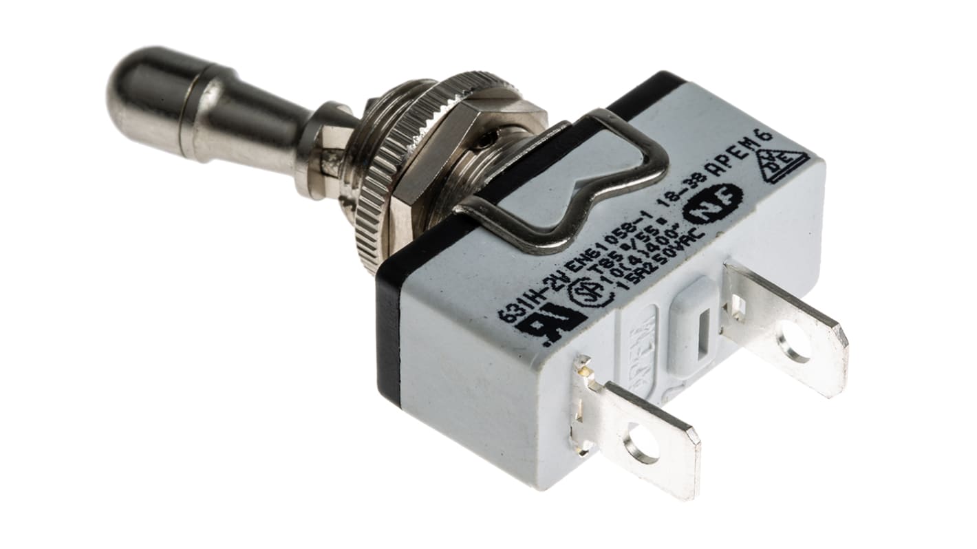 631H/2-2V | APEM Toggle Switch, Panel Mount, On-Off, SPST, Tab Terminal ...