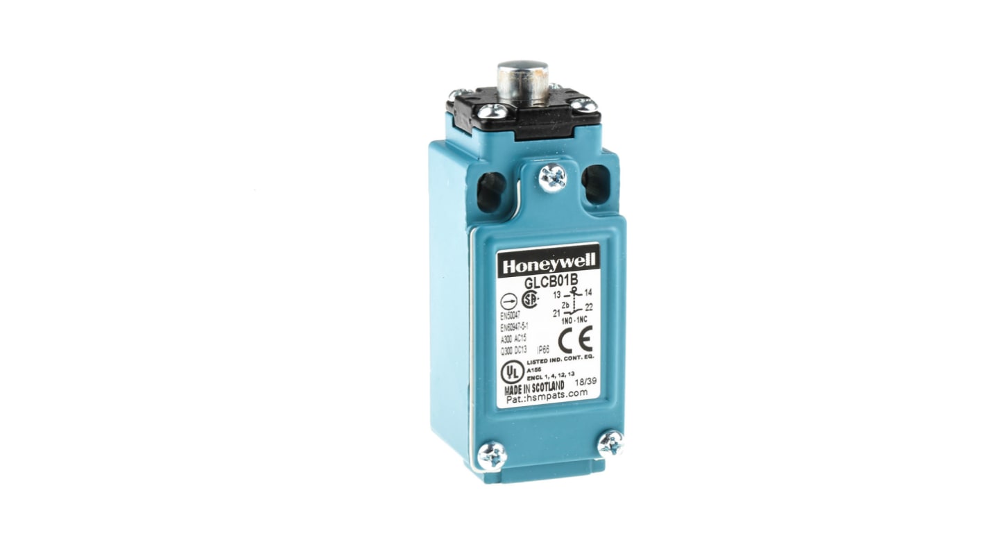 GLCB01B | Honeywell GLC Series Plunger Limit Switch, NO/NC, IP66, SPDT 1NO/1NC, Die Cast Zinc ...