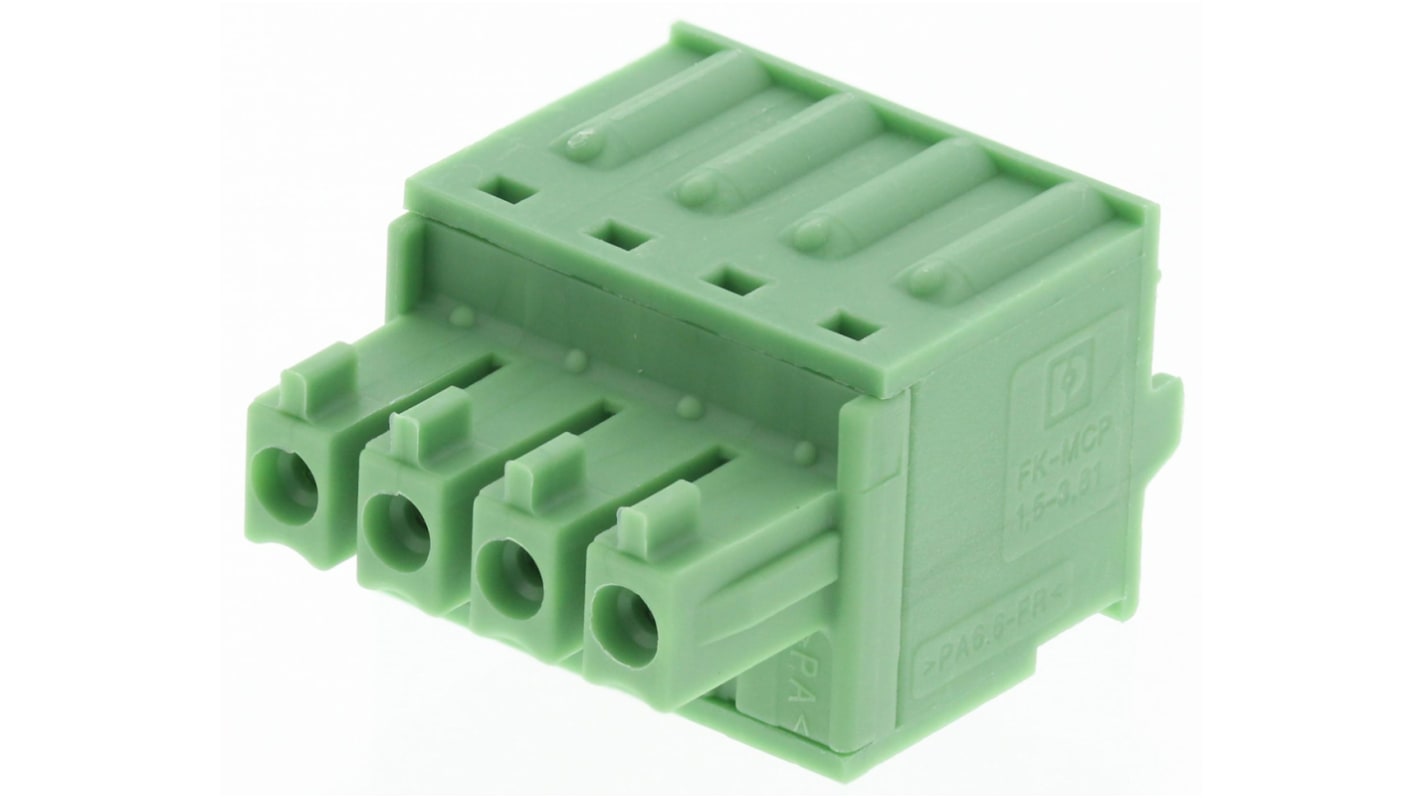 1851067 | Phoenix Contact 3.81mm间距4p插拔式接线端子 插头, FK-MCP 1.5/ 4-ST-3.81系列 ...