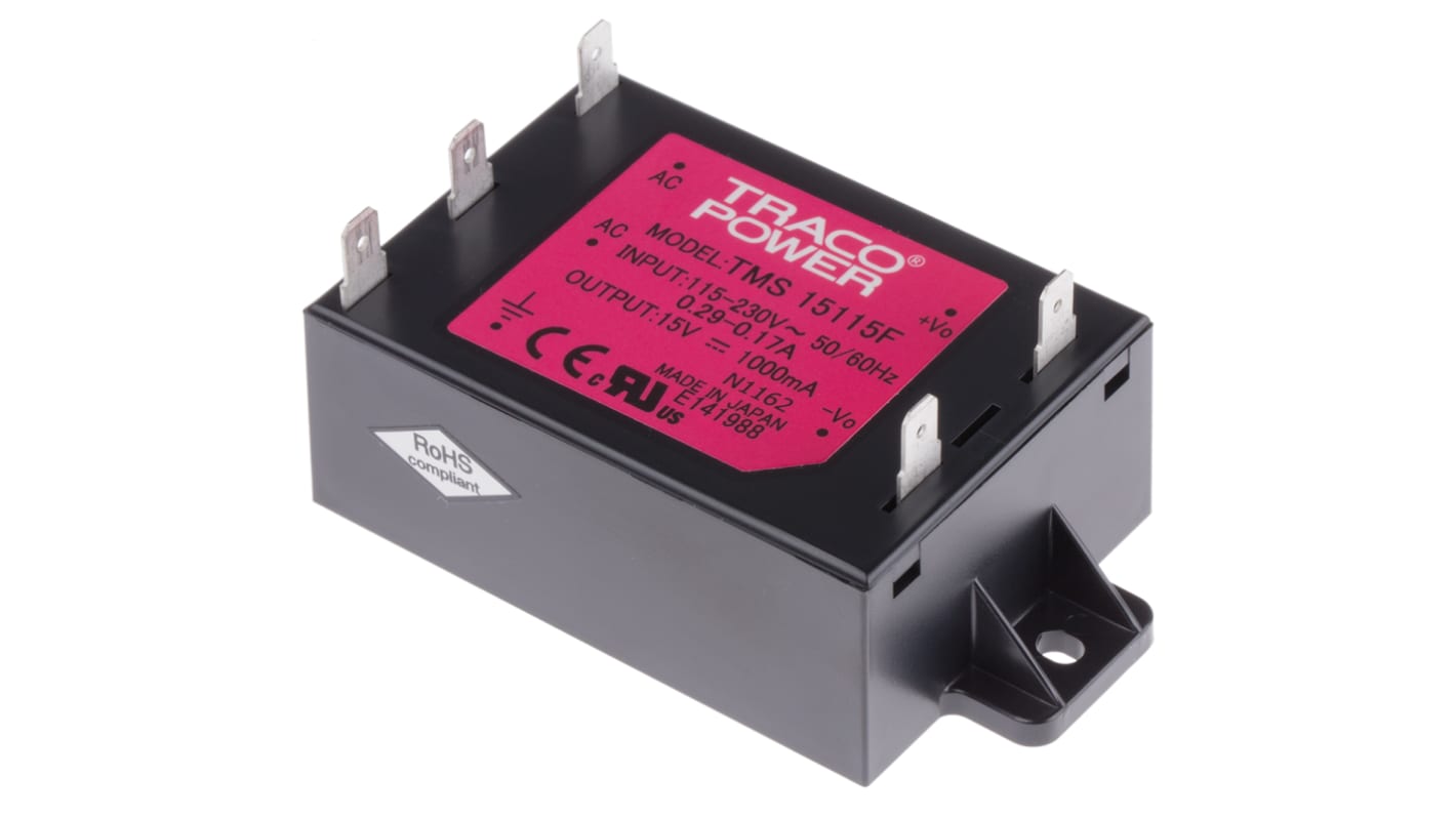 TRACOPOWER Embedded Switch Mode Power Supply SMPS, TMS 15115F, 15V dc ...