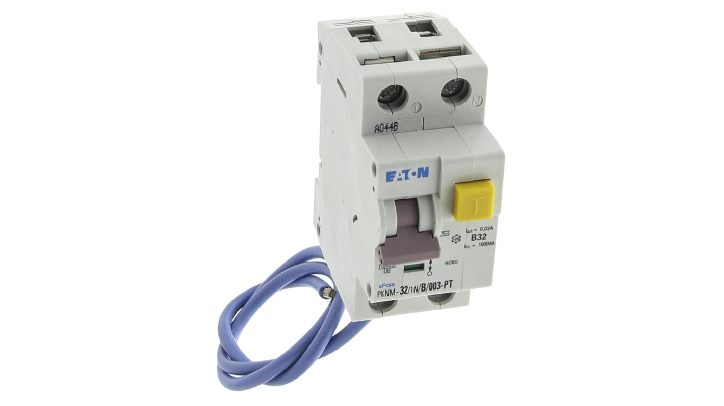 235986 & PKNM-32/1N/B/003-PT-DW | Eaton RCBO, 32A Current Rating, 1+N ...