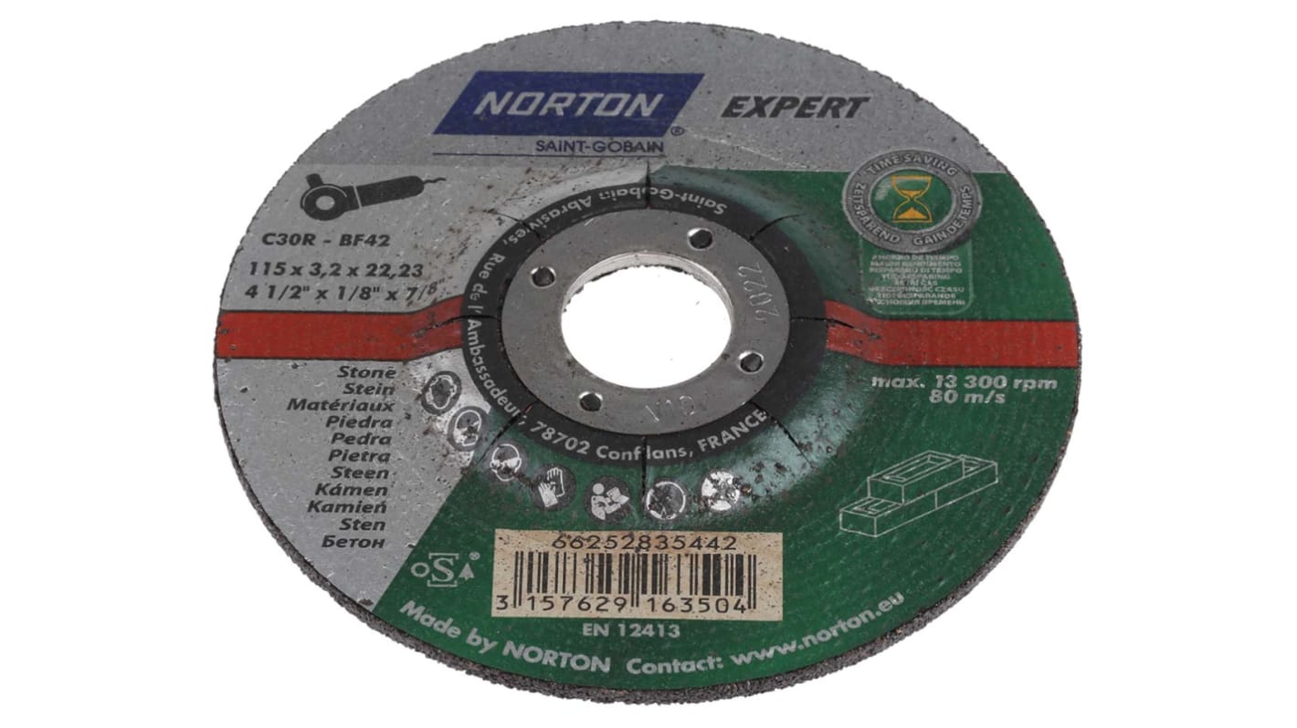 66252835442 | Norton Silicon Carbide Cutting Disc, 115mm x 3.2mm Thick ...