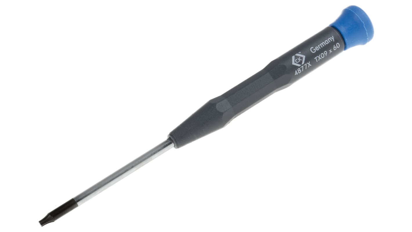 T4877X 09 | CK Torx Precision Screwdriver, T9 Tip, 60 mm Blade | RS