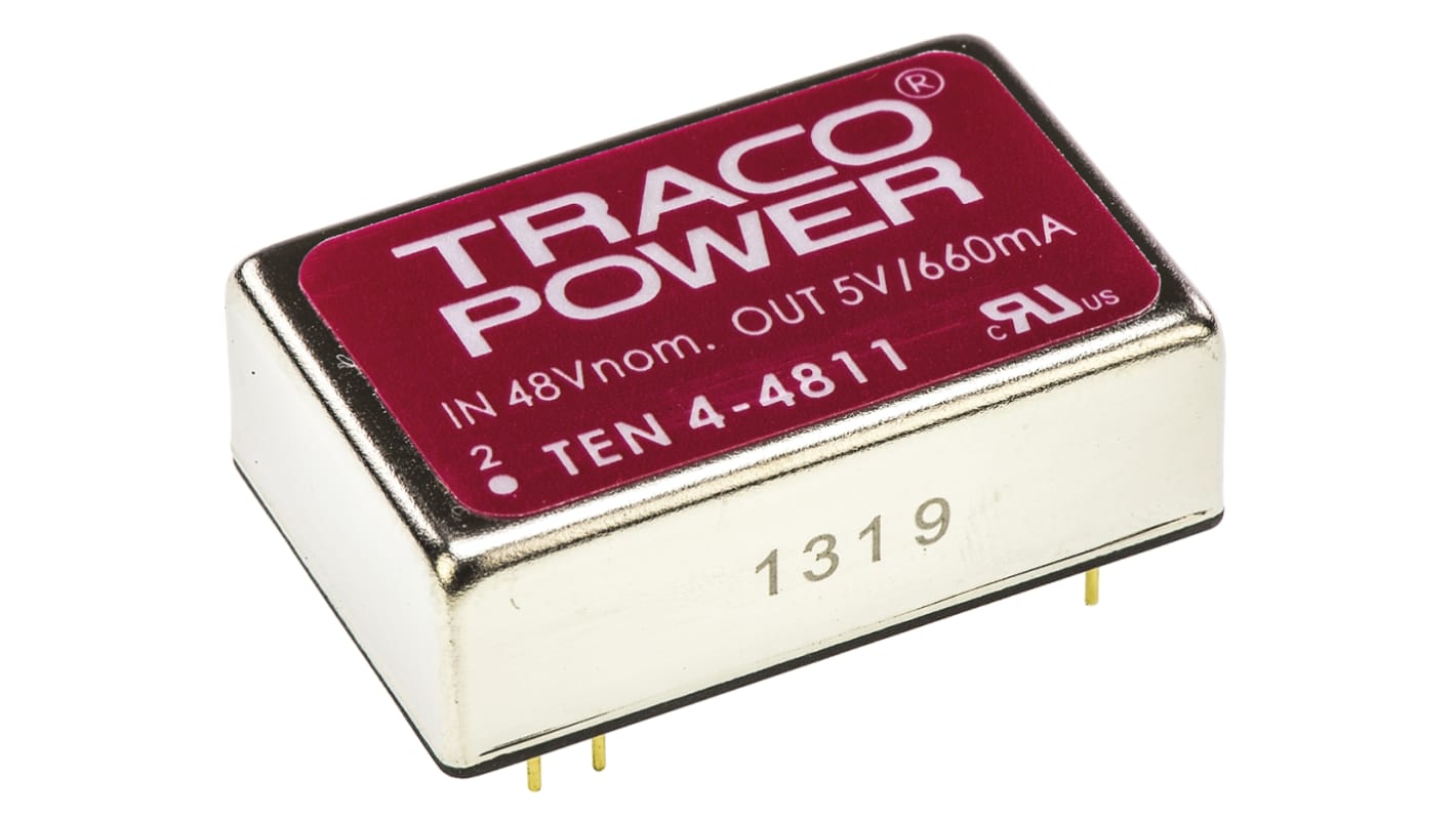 TRACOPOWER DC-DCコンバータ Vout：5V dc 18 → 72 V dc, 4W, TEN 4-4811 | RS