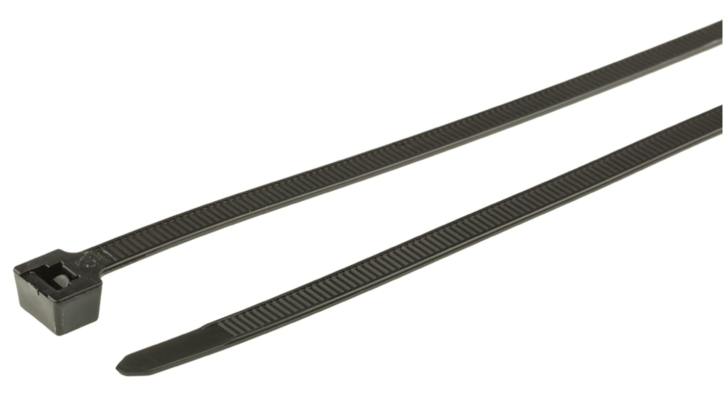 111-14860 T150R(H)-PA66W-BK | HellermannTyton Cable Tie, Inside Serrated, 365mm x 7.6 mm, Black ...