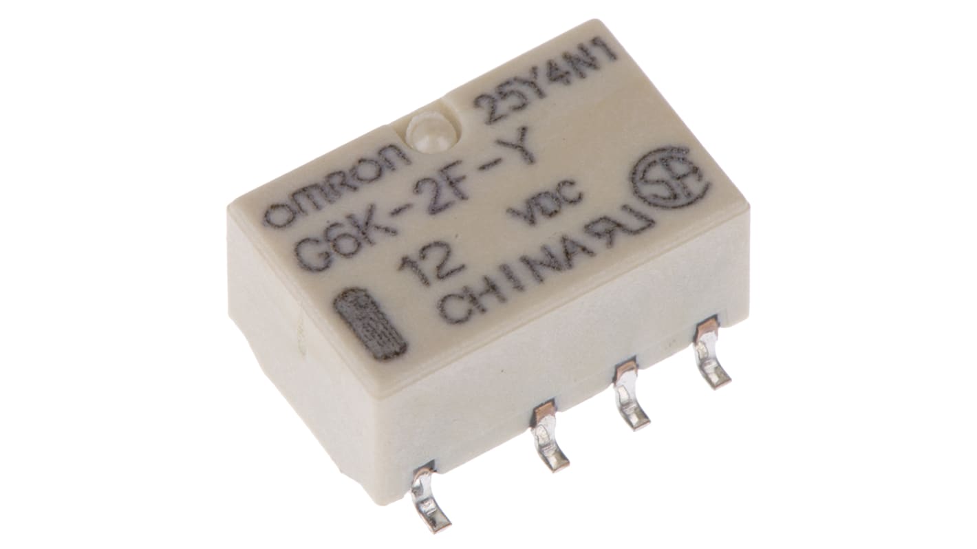 G6K-2F-Y DC12 | Omron Surface Mount Signal Relay, 12V dc Coil, 1A Switching Current, DPDT | RS