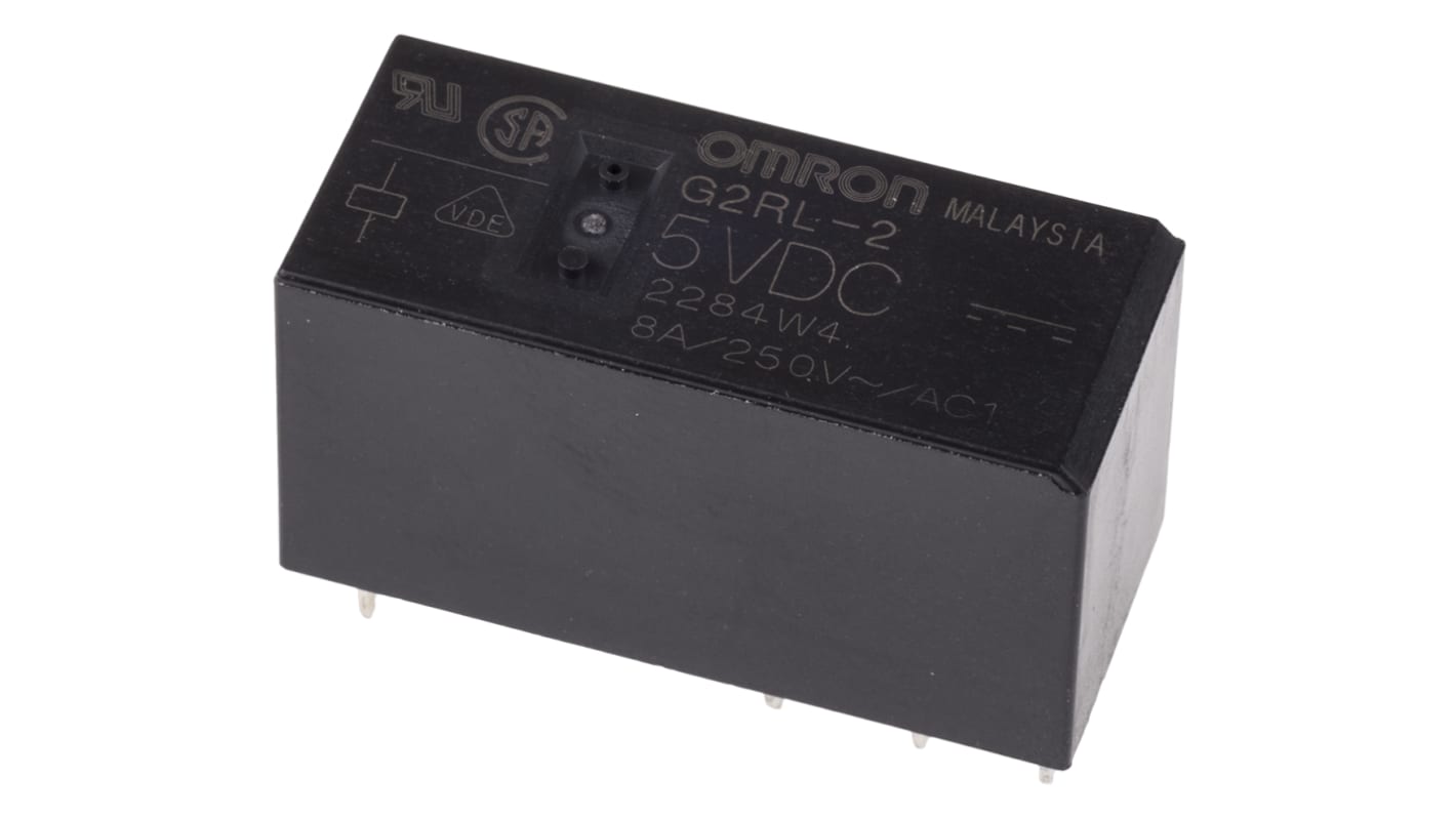 G2RL-2 DC5 | Omron PCB Mount Power Relay, 5V dc Coil, 8A Switching Current, DPDT | RS