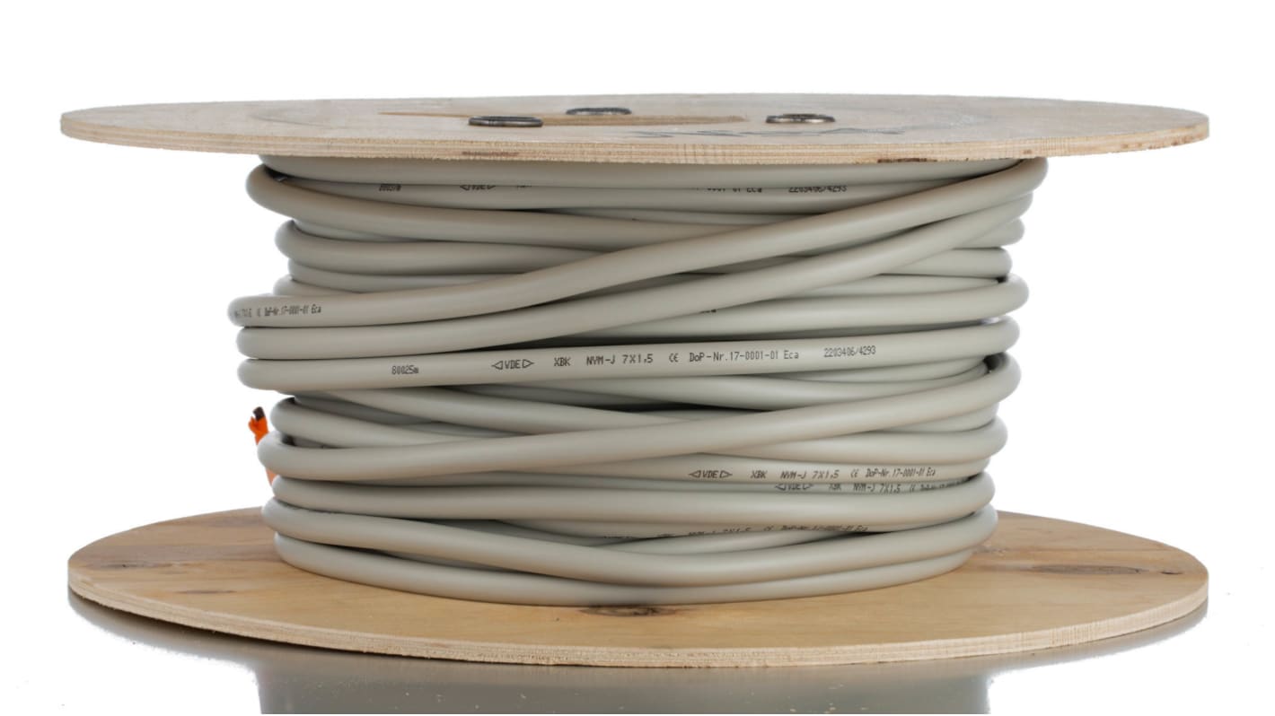 1600003 | Lapp 7 Core Power Cable, 1.5 mm², 50m, Grey PVC Sheath, 19 A ...