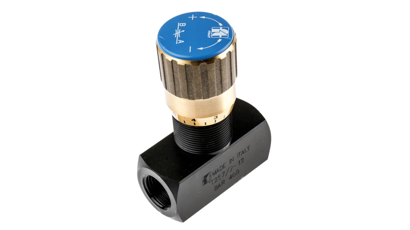 RS PRO Inline Mounting Hydraulic Flow Control Valve, G 1/2, 400bar, 75L ...