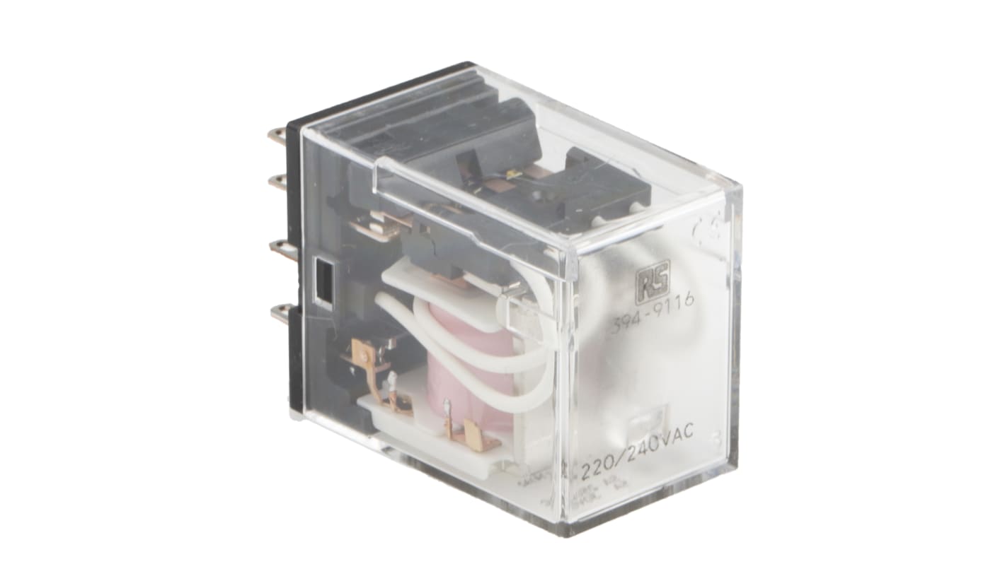 RS PRO Plug In Power Relay, 240V ac Coil, 5A Switching Current, 4PDT | RS