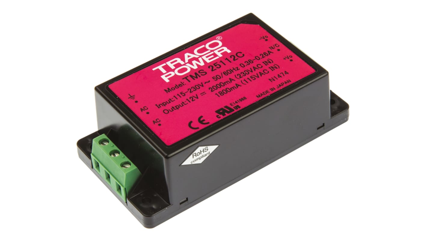 TRACOPOWER Embedded Switch Mode Power Supply SMPS, TMS 25112C, 12V dc ...