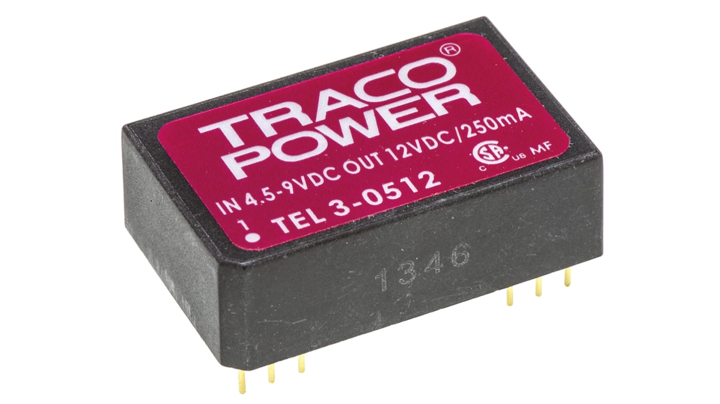 TRACOPOWER DC-DCコンバータ Vout：12V dc 4.5 → 9 V dc, 3W, TEL 3-0512 | RS
