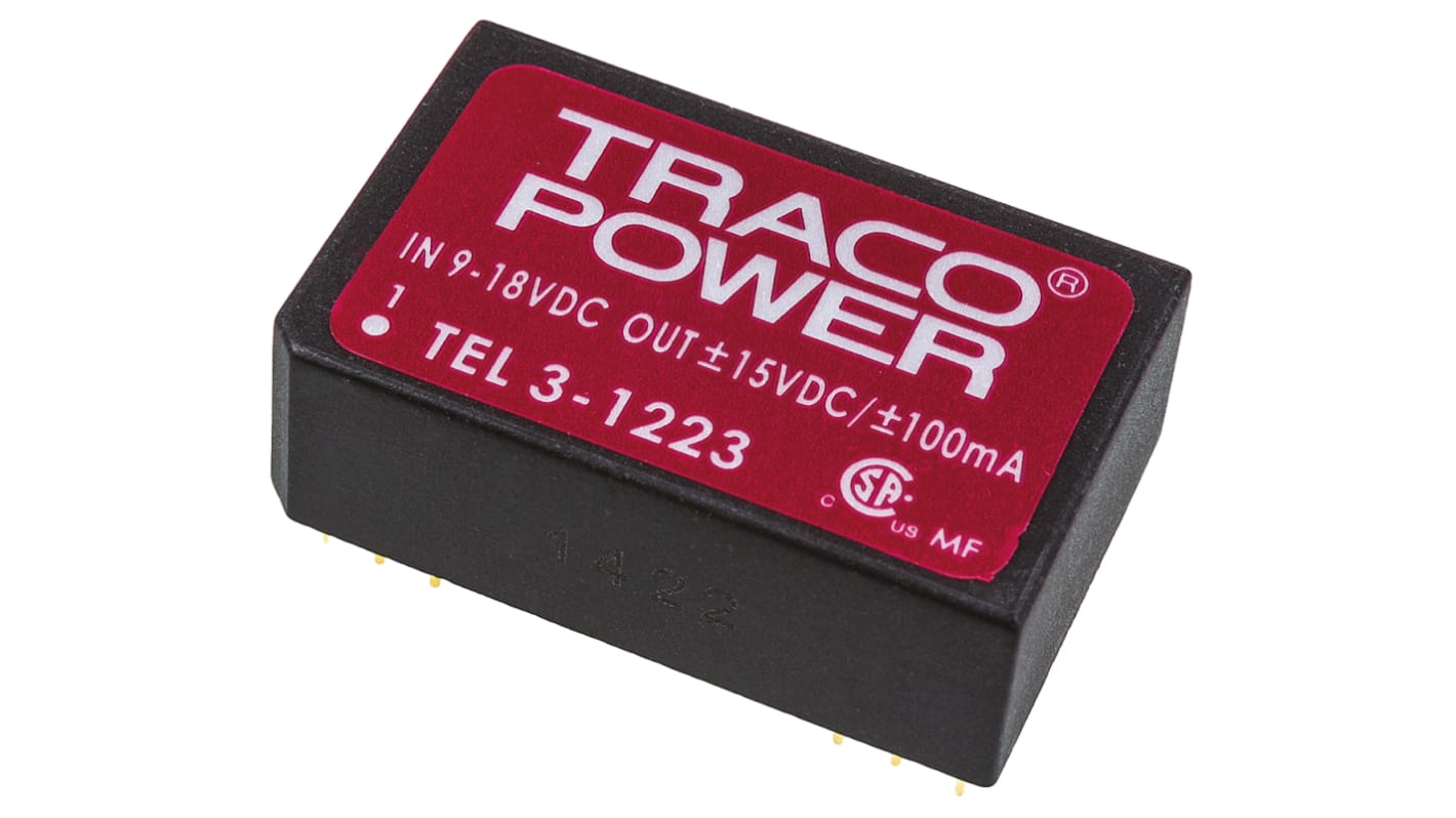 TRACOPOWER DC-DCコンバータ Vout：±15V dc 9 → 18 V dc, 3W, TEL 3-1223 | RS