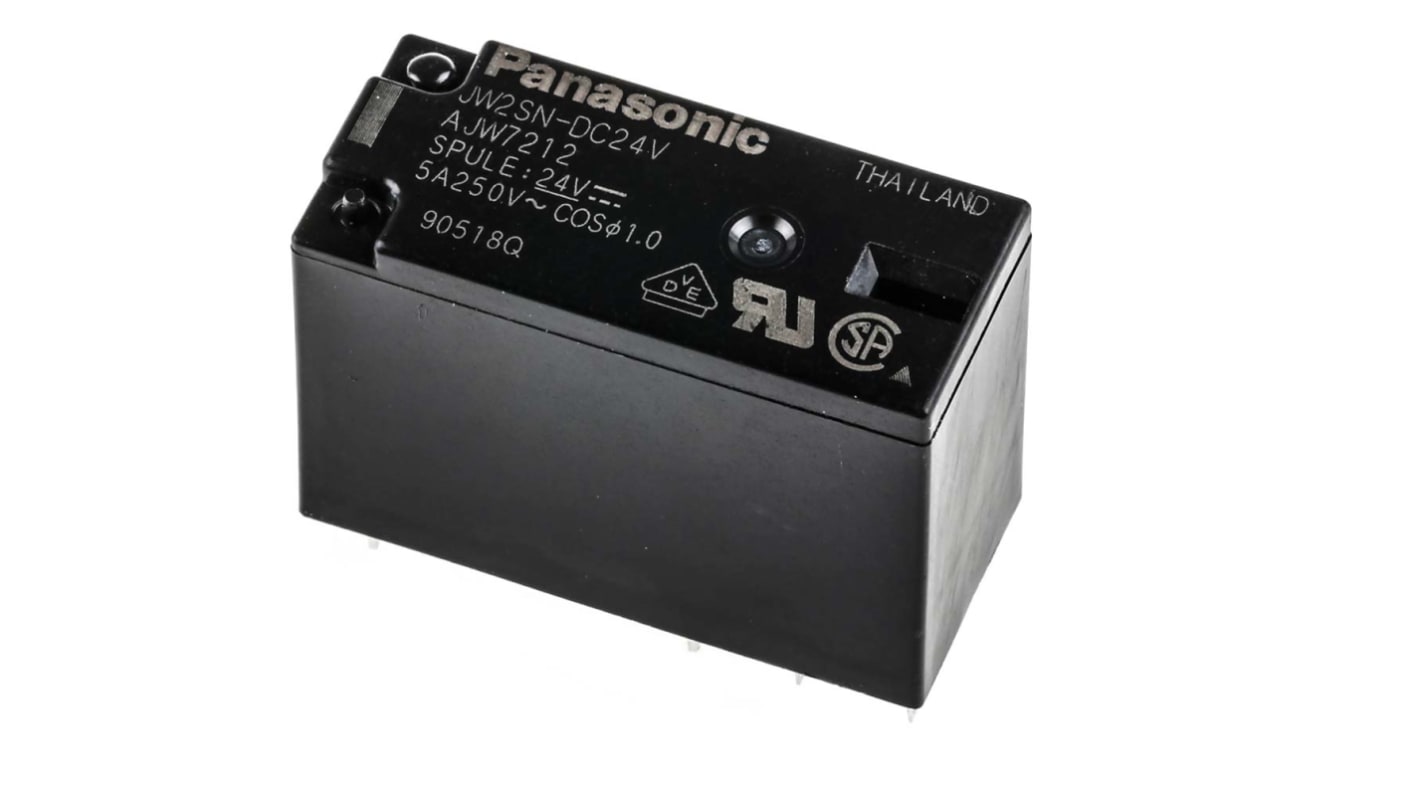 JW2SN-DC24V | Panasonic PCB Mount Power Relay, 24V dc Coil, DPDT | RS