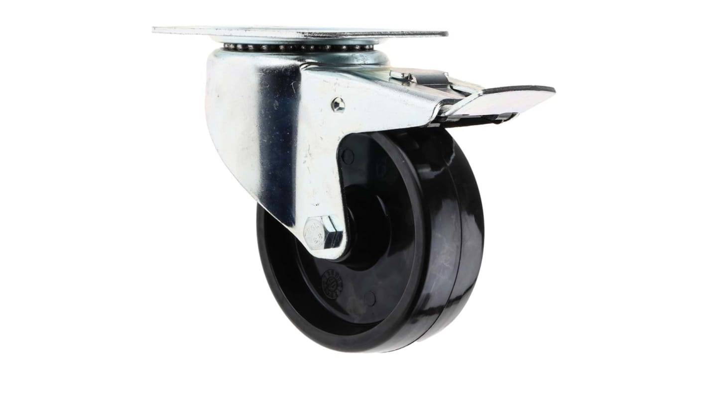 RS PRO Braked Swivel Castor Wheel, 120kg Capacity, 100mm Wheel | RS