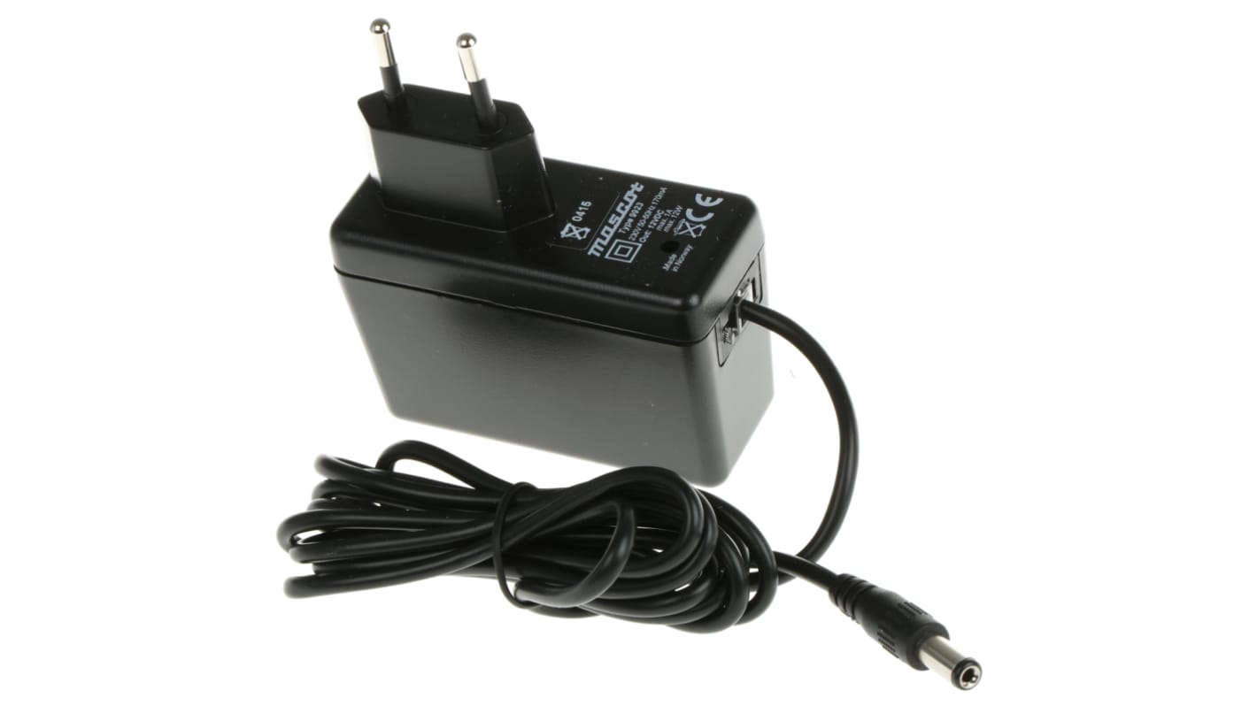 9923000045 | Mascot 12W Plug-In AC/DC Adapter 12V dc Output, 1A Output | RS