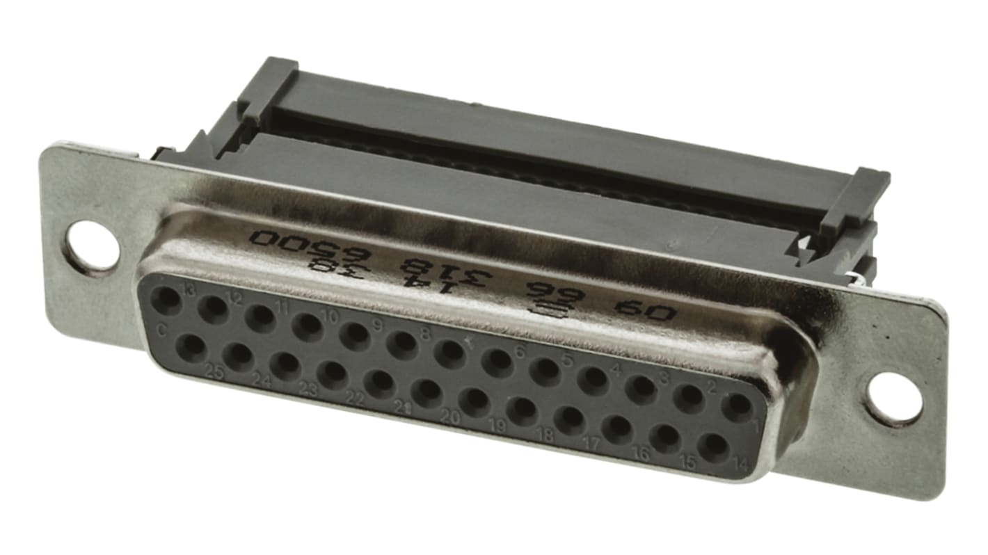 09663186500 | HARTING 25 Way Right Angle Cable Mount D-sub Connector Socket, 2.77mm Pitch | RS