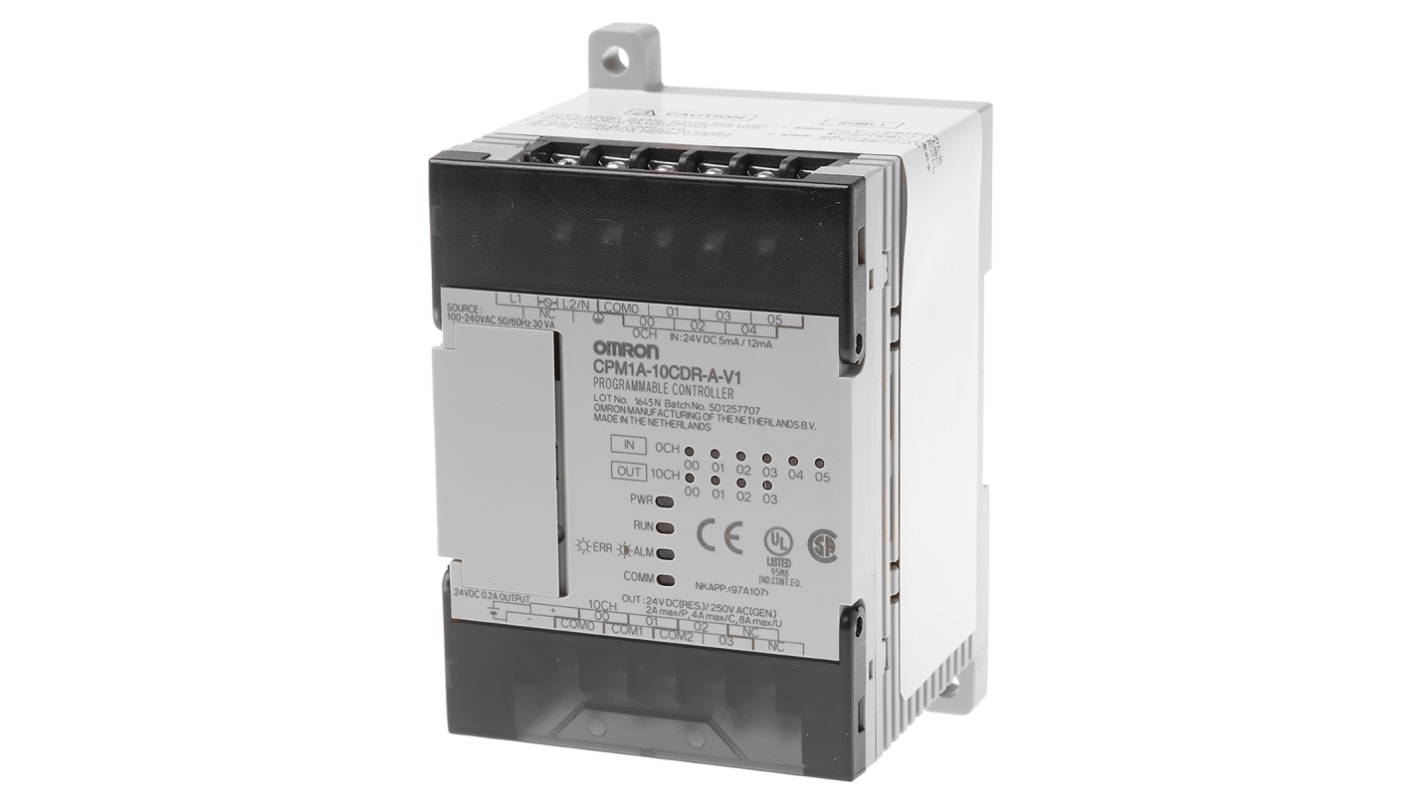 CPM1A10CDRAV1 | Omron CPM1A Series PLC CPU for Use with CPM1A Series, Relay Output, 6 (DC)-Input ...