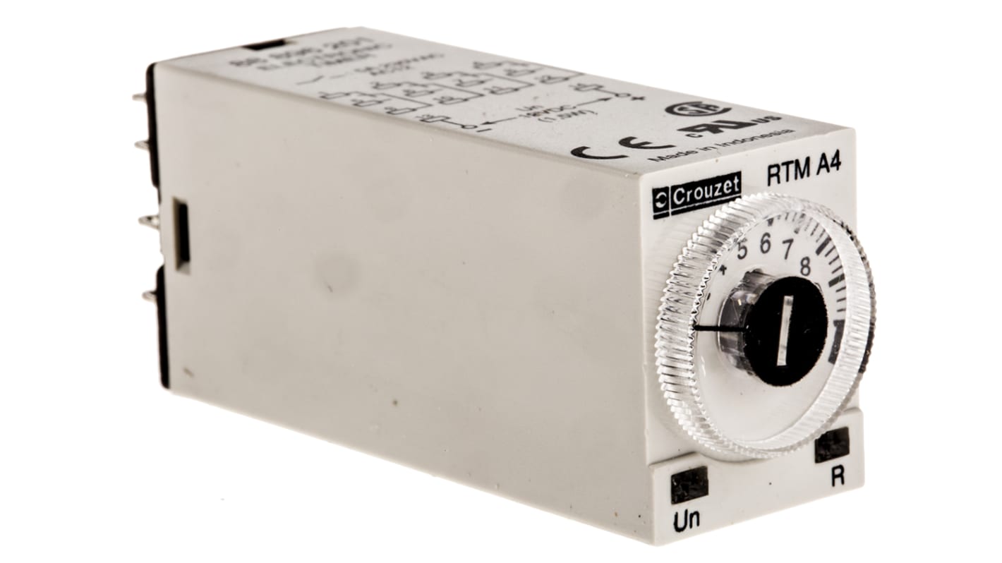 88896201 | Crouzet DIN Rail Mount Timer Relay, 12V dc, 4-Contact, 0.1 s ...