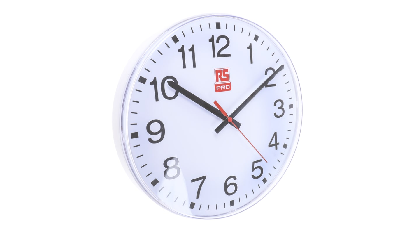 RS PRO White Analog Wall Clock, 300mm Diameter | RS
