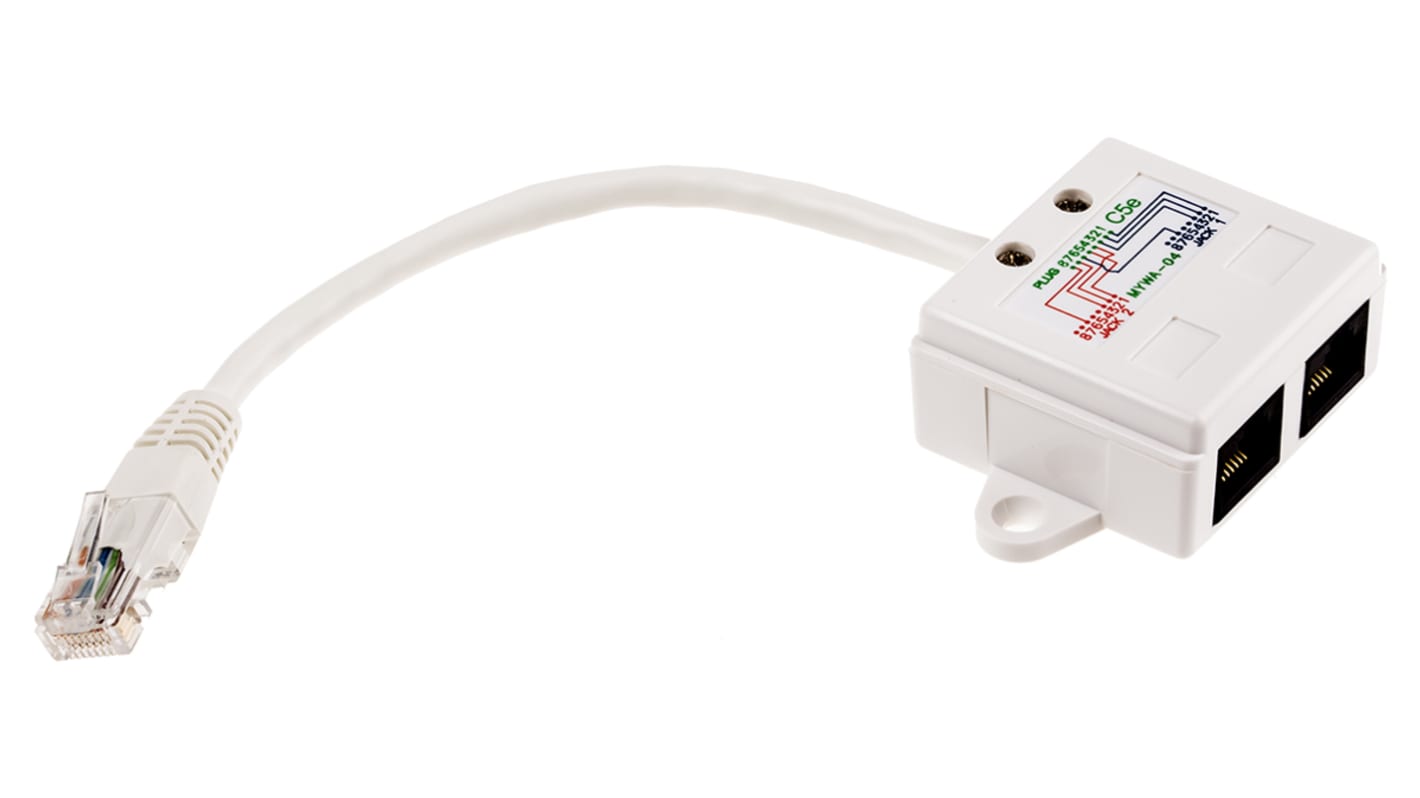RS PRO 2-Port RJ45 T-Adapter, Cat5e, Unshielded | RS