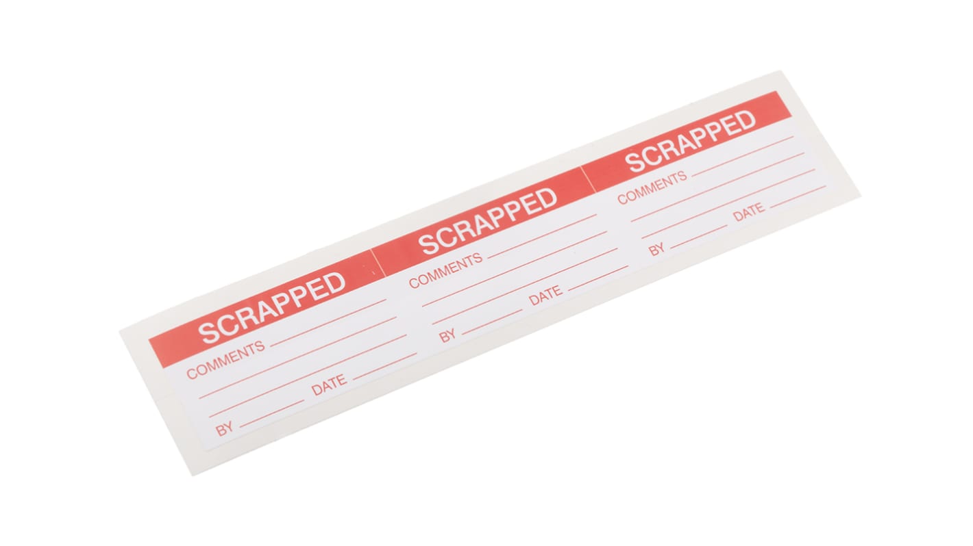 RS PRO Adhesive Pre-Printed Adhesive Label-Scrapped-. Quantity: 30 | RS