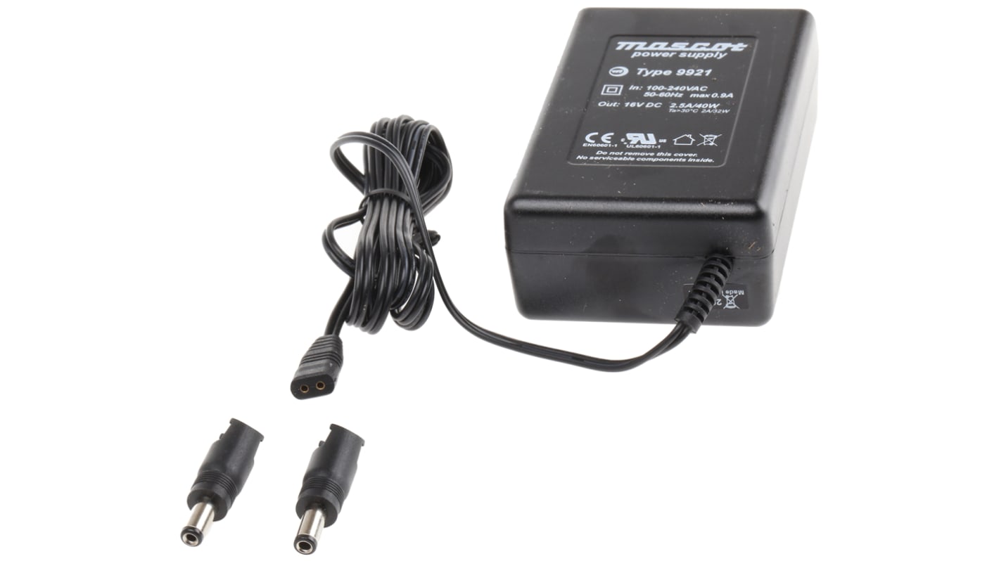 9921000064 | Mascot 40W Power Brick AC/DC Adapter 16V dc Output, 2.5A ...