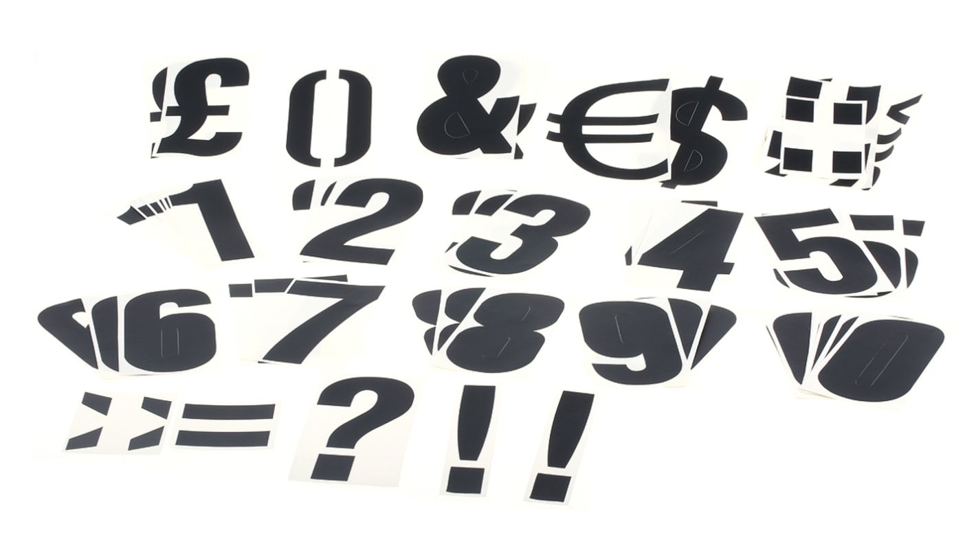 RS PRO Black Self Adhesive Numbers, 125mm Character Height | RS