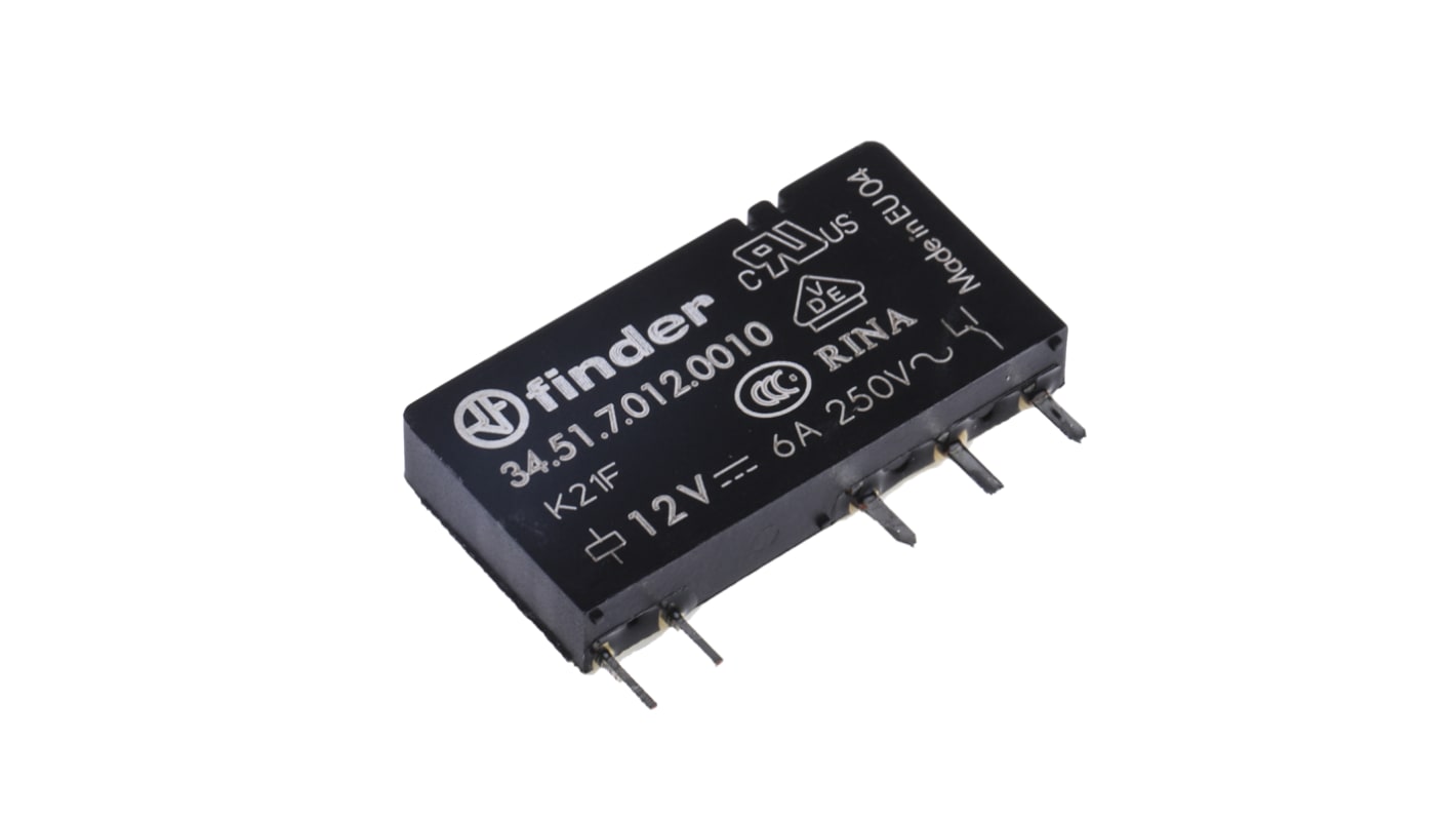 34.51.7.012.0010 | Finder PCB Mount Power Relay, 12V dc Coil, 6A ...