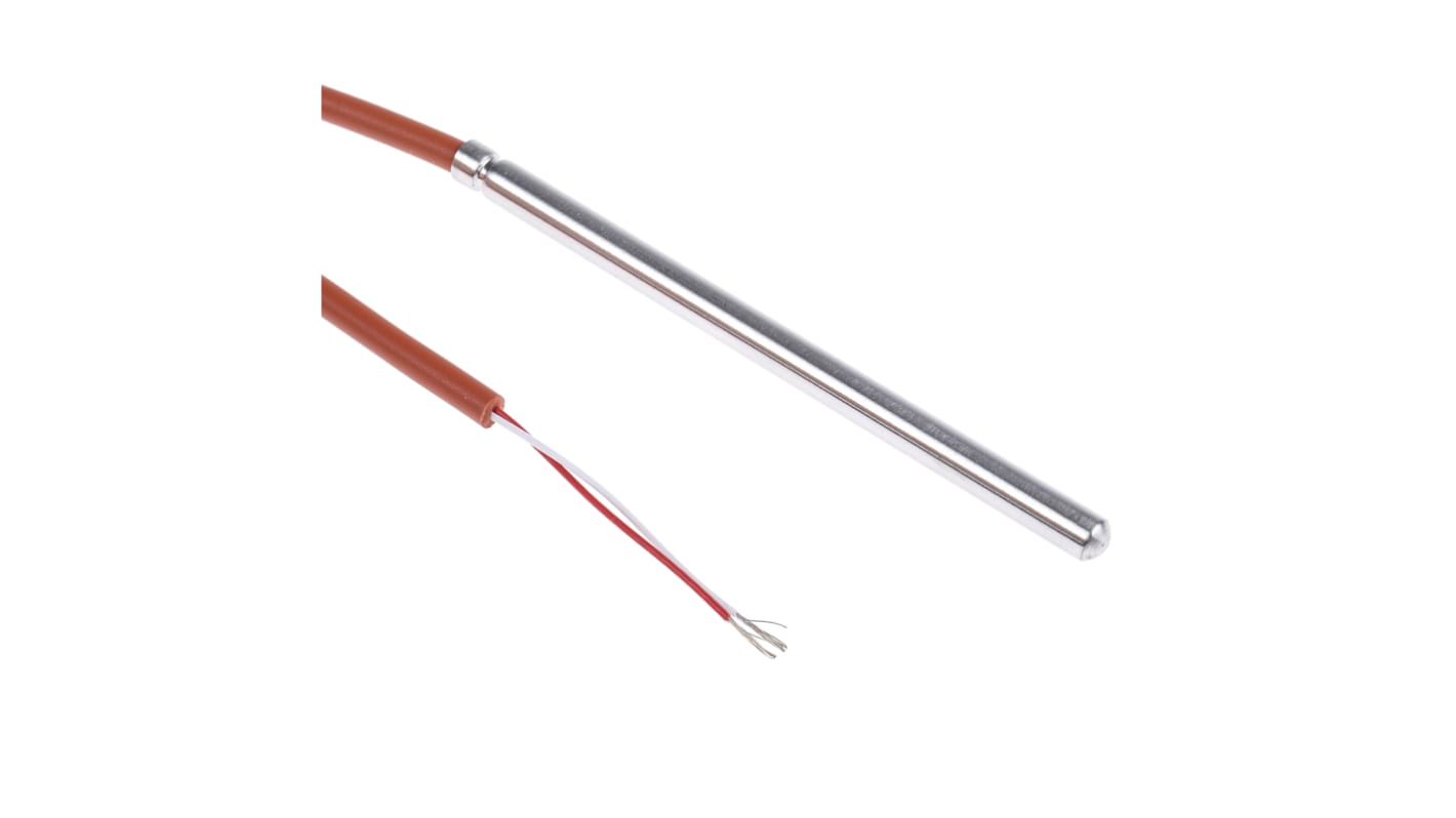D03515 | Correge PT100 RTD Sensor, 6mm Dia, 100mm Long, 2 Wire, Probe ...