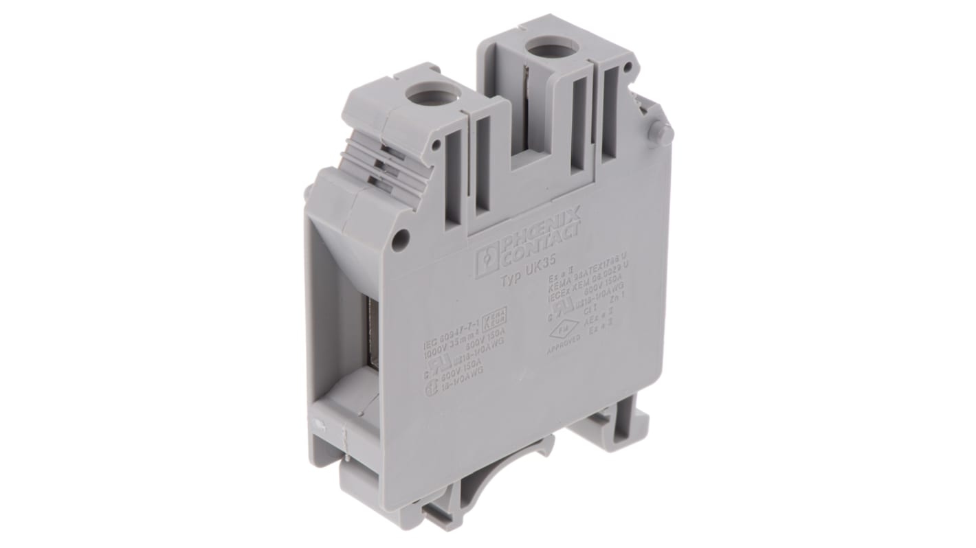 3008012 | Phoenix Contact UK 35 Series Grey DIN Rail Terminal Block, 0. ...