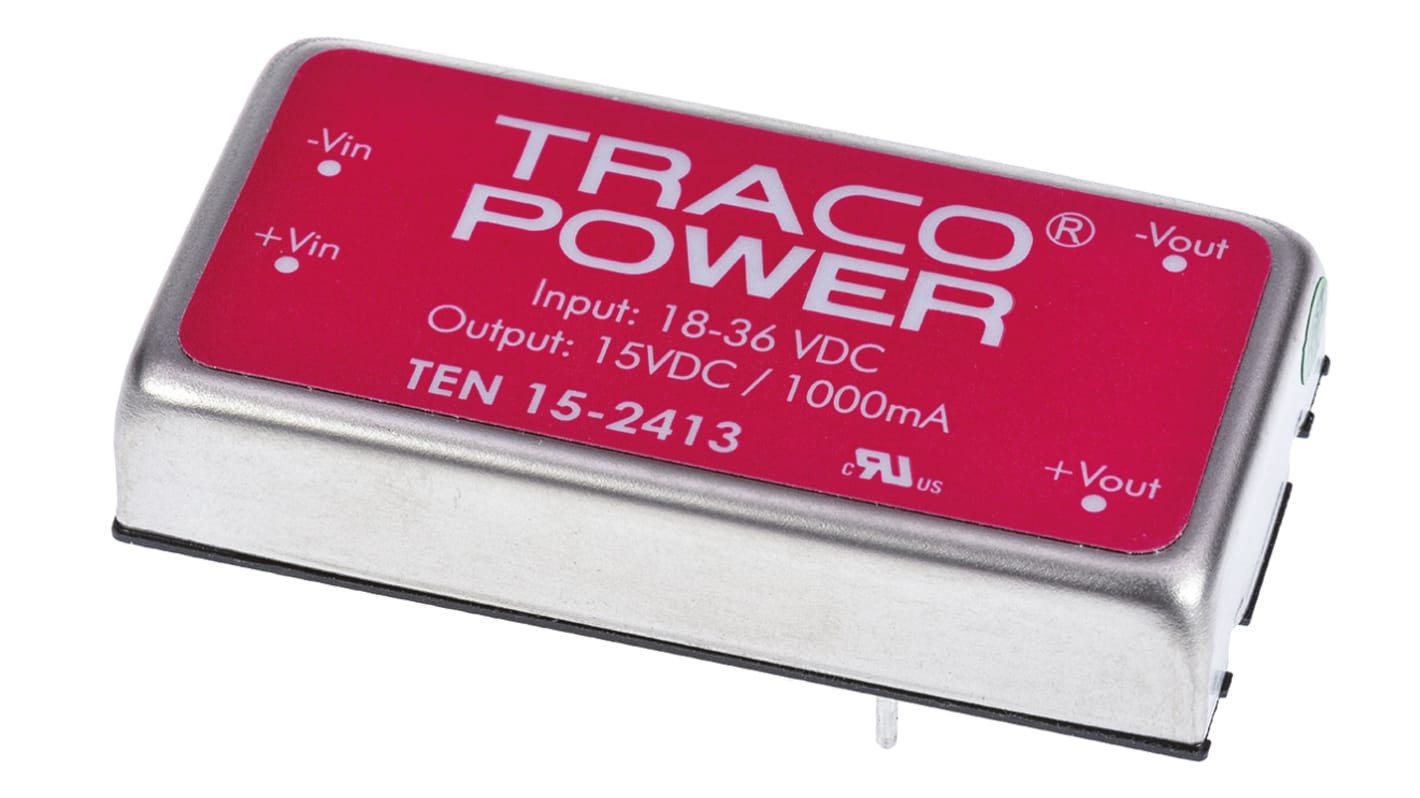 TRACOPOWER DC-DCコンバータ Vout：15V dc 18 → 36 V dc, 15W, TEN 15-2413 | RS