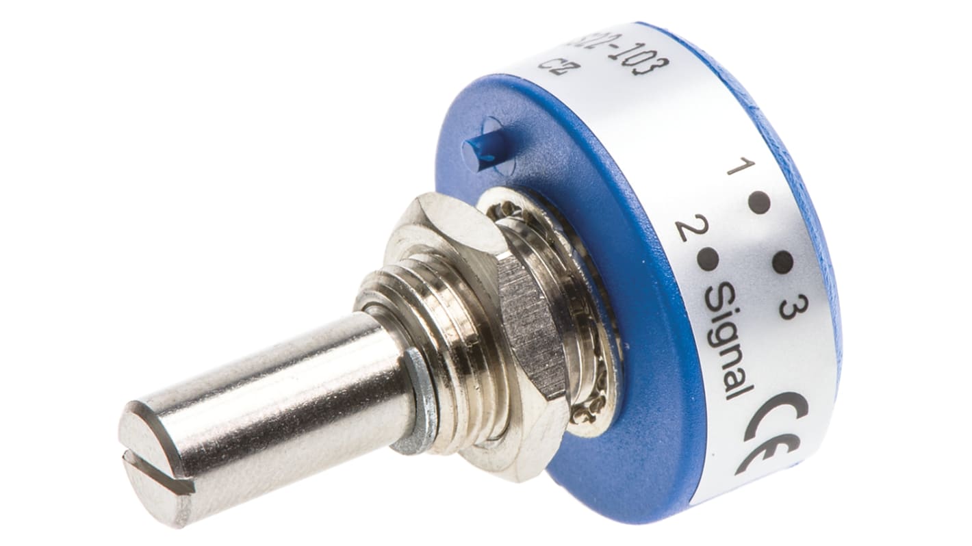 Vishay 10kΩ Rotary Potentiometer Continuous-Turns 1-Gang Panel Mount ...