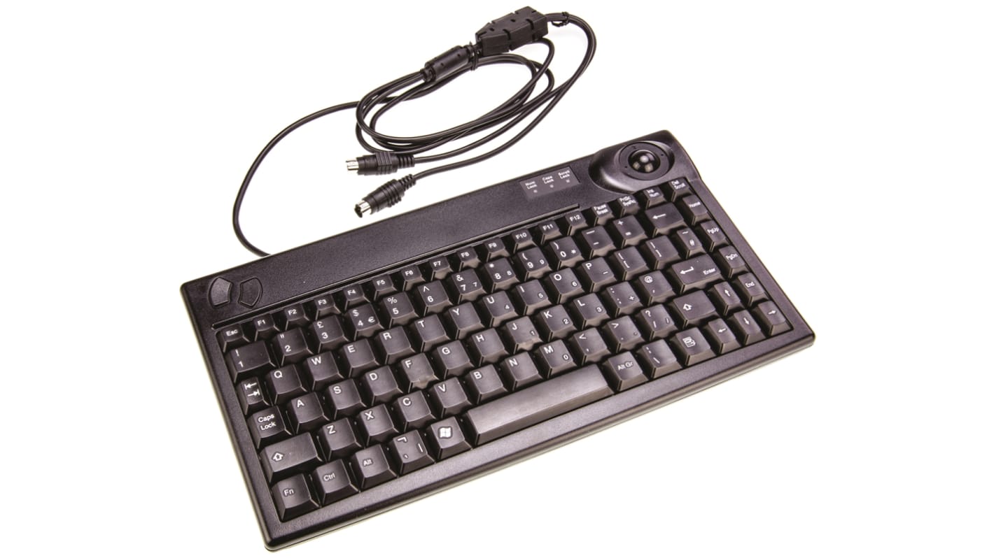 SPR-8695T-UKE | Sejin Wired PS/2 Compact Trackball Keyboard, Black | RS