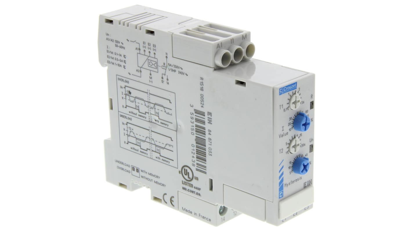 84871033 | Crouzet Current Monitoring Relay, SPDT, DIN Rail | RS