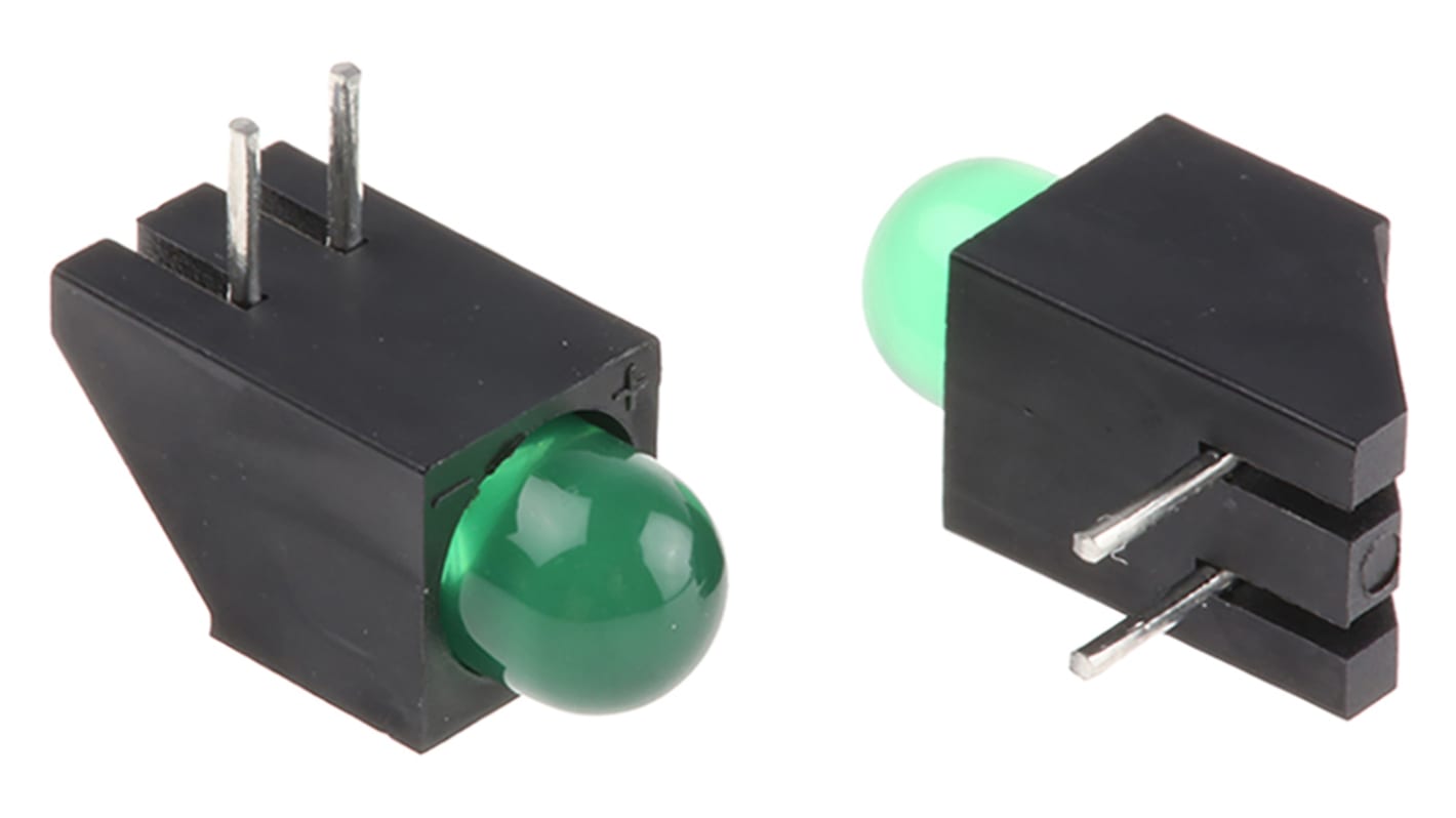 Kingbright L-1503CB/1GD, Green Right Angle PCB LED Indicator, Through ...