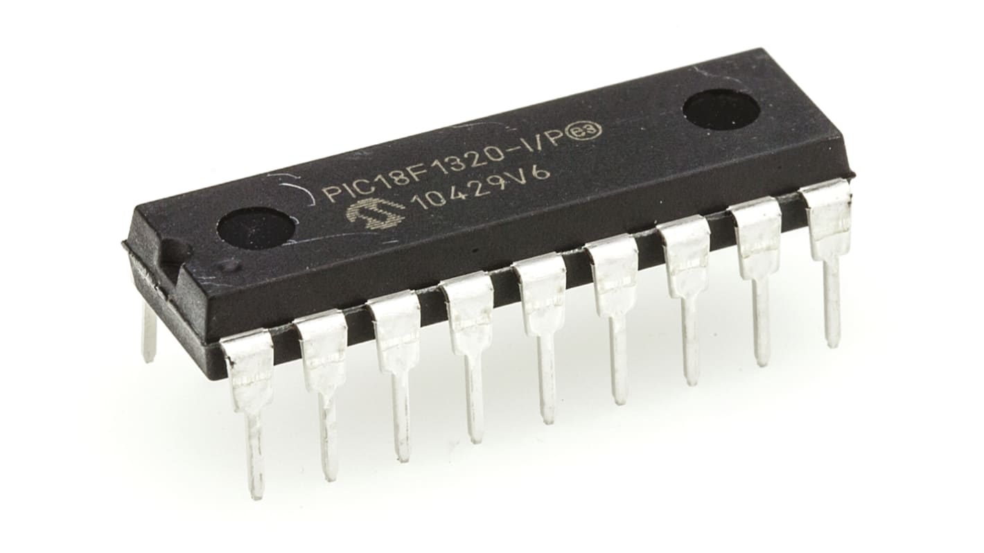 Microchip PIC18F1320-I/P, 8bit PIC Microcontroller, PIC18F, 40MHz, 8 kB, 256 B Flash, 18-Pin ...