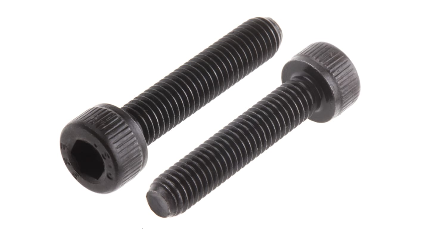 RS PRO M5 x 25mm Hex Socket Cap Screw Black, Self-Colour Steel | RS